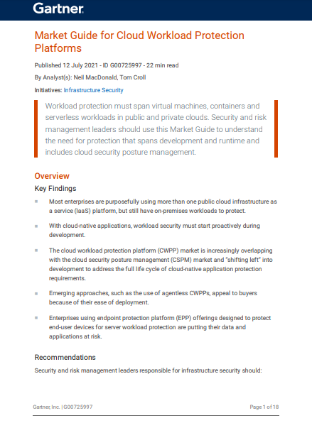2021 Gartner Market Guide for Cloud Workload Protection Platforms